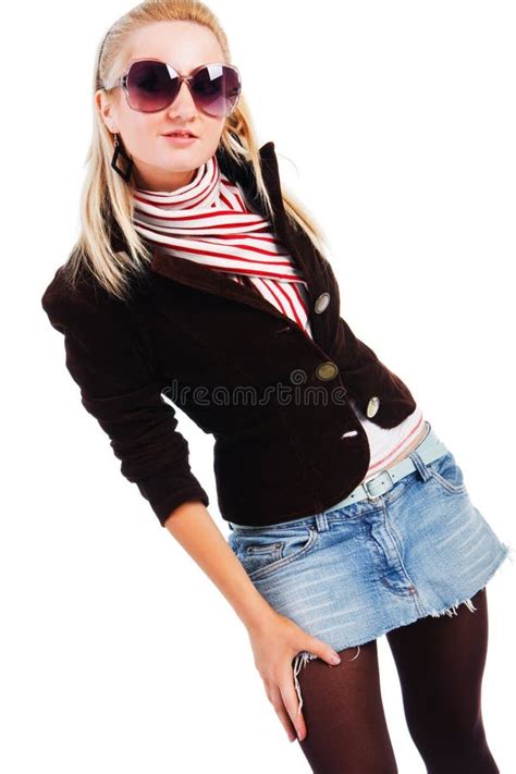 Young Adorable Girl In Skirt And Glasses Stock Image Image Of