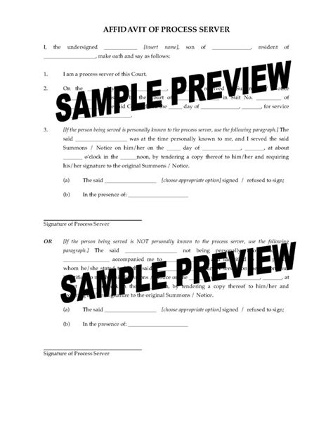 Affidavit Of Process Server Form Printable Form 2024