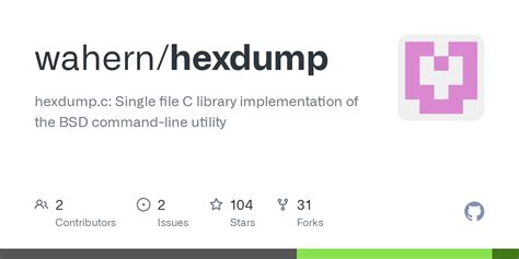 Github Wahern Hexdump Hexdump C Single File C Library Implementation Of The Bsd Command Line