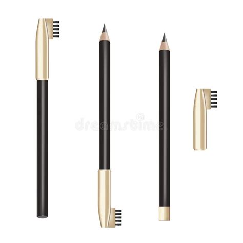 Vector Cosmetic Black Pencil Eye Pencil With Golden Lid Premium Cosmetic Ads Mock Up Template