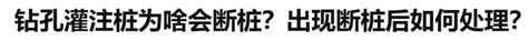 钻孔灌注桩为啥会断桩？出现断桩后如何处理？ 知乎