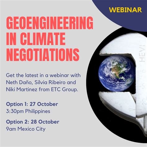 Webinar Geoengineering In Climate Negotiations Etc Group