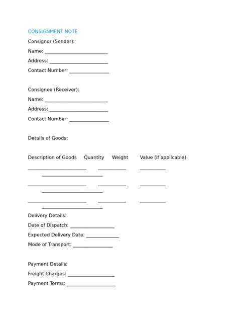 Consignment Note Pdf