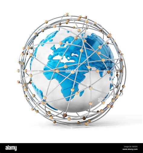 Global Network Concept With Dots Connecting Intersection Points Stock