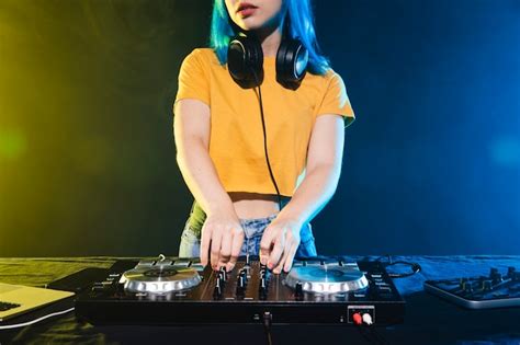 Premium Photo Low Angle Dj Mixer Control Panel