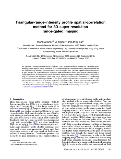Pdf Triangular Range Intensity Profile Spatial Correlation Method For