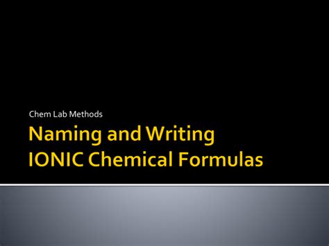 Ionic Formulas Developing