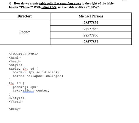 Solved How Do We Create Table Cells That Span Four Rows Chegg