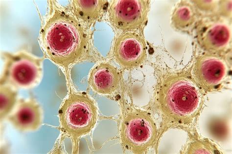 Microscopic View Of Interconnected Cells In A Network Structure Stock Illustration