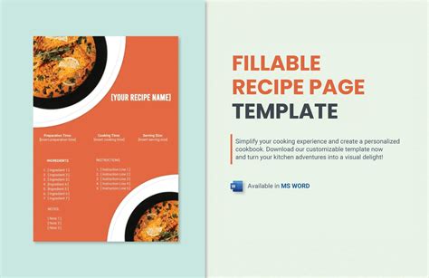 Fillable Recipe Page Template In Word Download