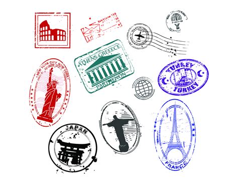 Passport Stamp Svg Bundle Travel Icons Visa Stamps Digital Download