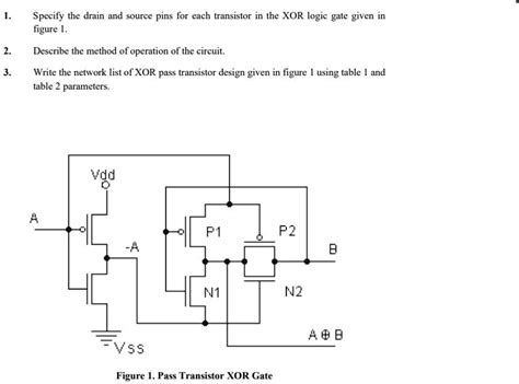 1 Specify The Drain And Source Pins For Each Transistor In The Xor