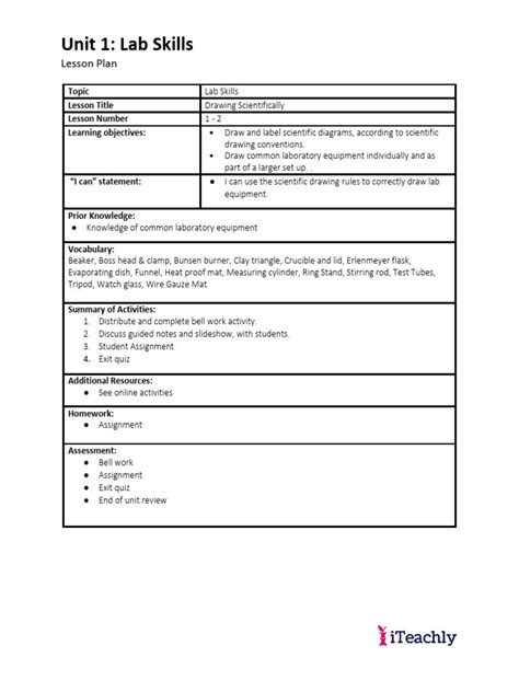 1 2 Lesson Plan Drawing Scientifically Pdf