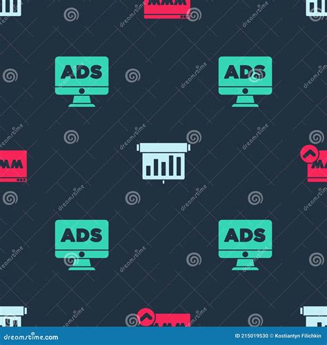 Set Website Template Board With Graph Chart And Advertising On Seamless Pattern Vector Stock