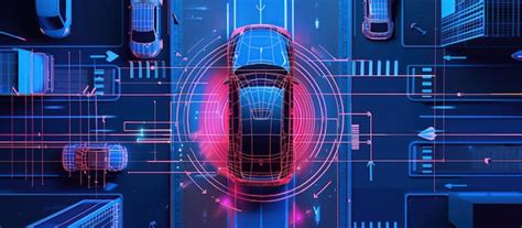 Premium Photo Smart Car With Hud Autonomous Driving Sensors Radar And City Road Graphics Smart