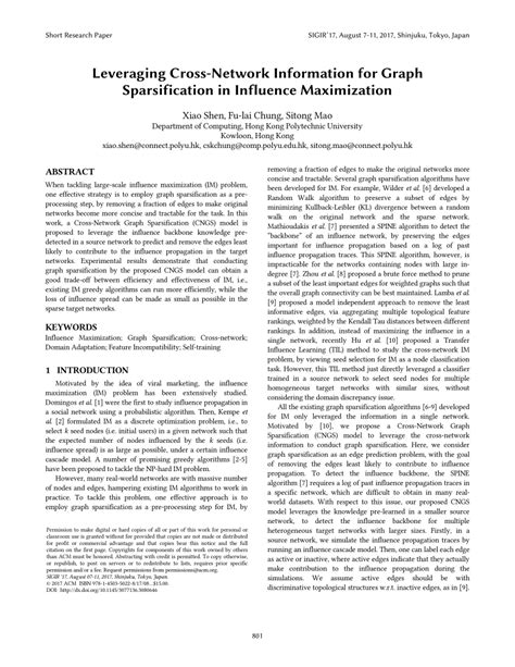 pdf leveraging cross network information for graph sparsification in influence maximization