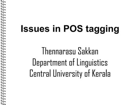 8 Issues In Pos Tagging Pdf