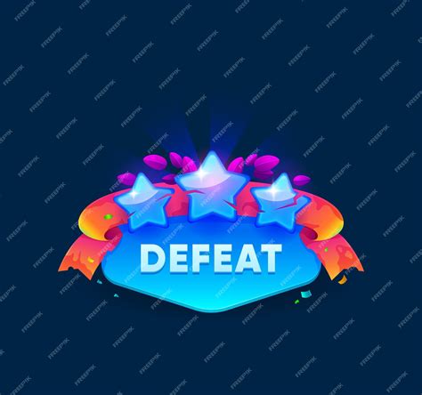 전투 수준의 Ui에 대한 게임 배지 또는 실드 패배 레이블 벡터 아이콘 손실 레벨 실패 게임 앱 Gui 인터페이스 팝업 요소에