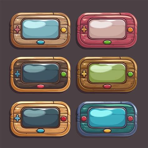 cartoon wooden game ui buttons set for mobile or web games premium ai