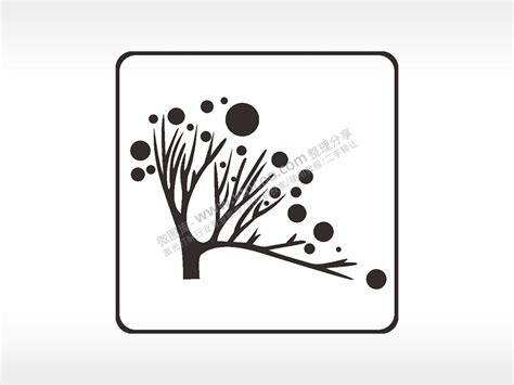 小树枝植物方形挂件激光雕刻ai8 0格式激光打标文件通用矢量图 微图库