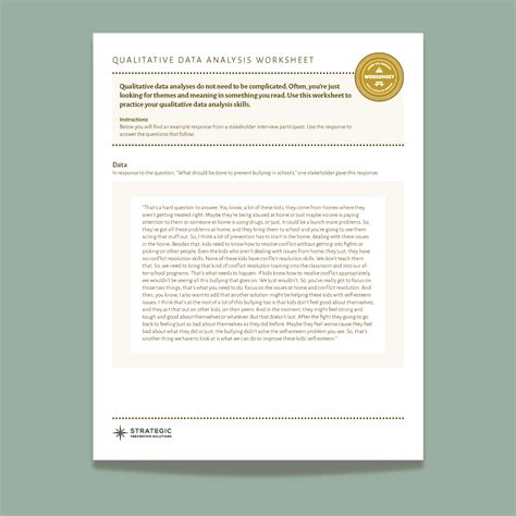Qualitative Data Analysis Worksheet
