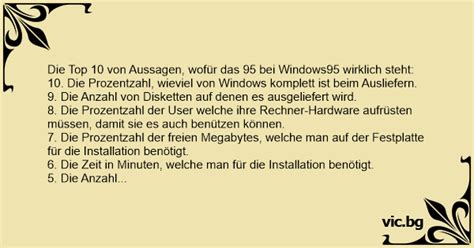 Top 10 von Aussagen wofür das 95 bei Windows95 wirklich steht 10