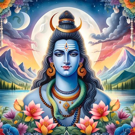 Lord Mahadev Watercolor Illustration Premium Ai Generated Image