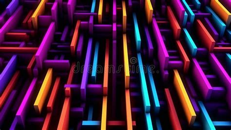 3d Render Abstract Geometric Neon Background Generative Ai Stock Illustration Illustration Of