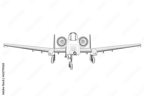 Outline Combat Aircraft In Isolate On A White Background Modern Combat Aircraft Stylized Image
