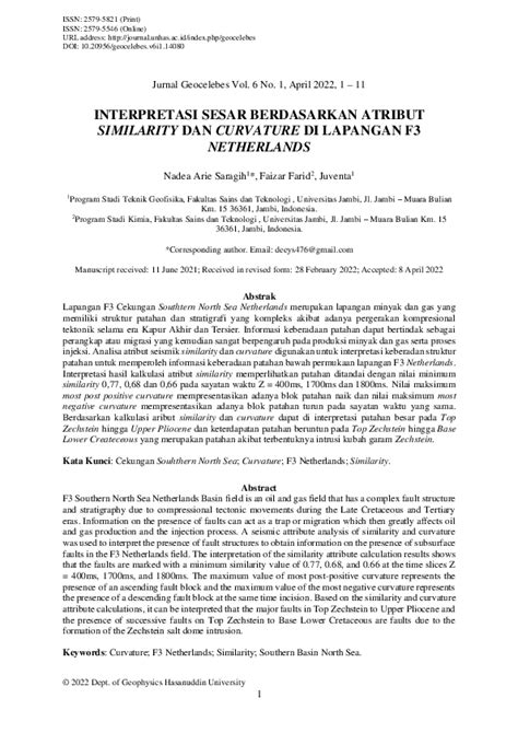Pdf Fault Interpretation Based On Similarity And Curvature Attributes