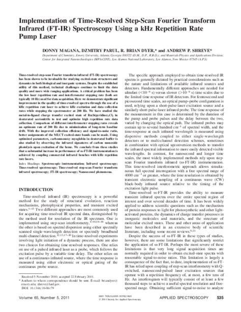 Pdf Implementation Of Time Resolved Step Scan Fourier Transform Infrared Ft Ir Spectroscopy