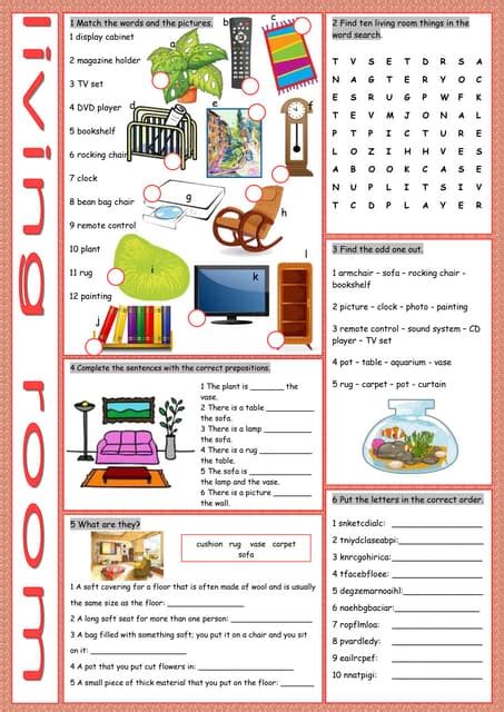 Living Room Vocabulary Exercises Fun Activities Games Icebreakers