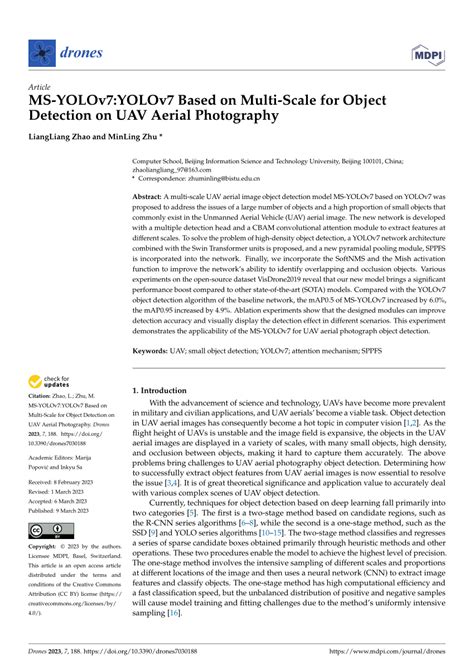 PDF MS YOLOv YOLOv Based On Multi Scale For Object Detection On UAV Aerial Photography
