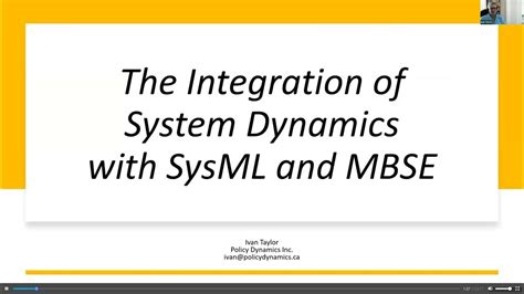 Integrating System Dynamics And Sysml Youtube