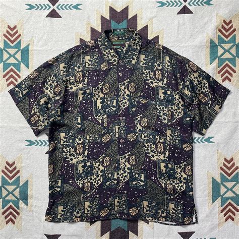 [l]빈티지 플라워 패턴 실크 하와이안 셔츠 후루츠패밀리