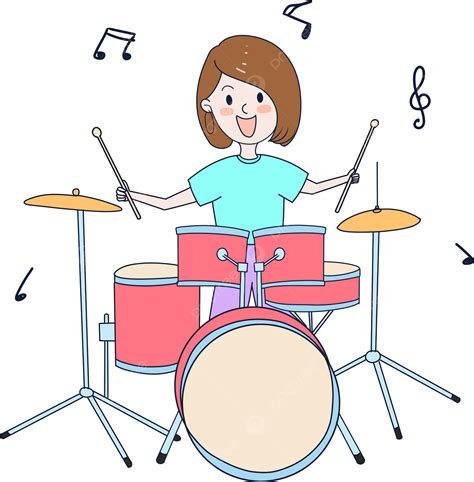 드럼 일러스트 세트를 연주하는 만화 소녀 소녀 드럼 을 치다 만화 Png 일러스트 및 Psd 이미지 무료 다운로드 Pngtree