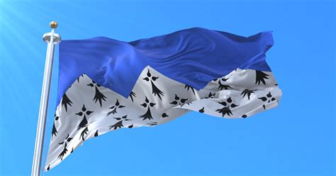 프랑스 브리타니 지역의 코트 다모르 부서의 국기 3d 렌더링 국기에 대한 스톡 사진 및 기타 이미지 국기 기 기둥 Istock