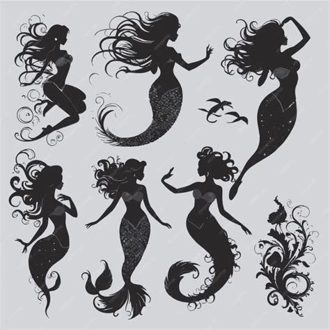Premium Vector Mermaid Silhouettes
