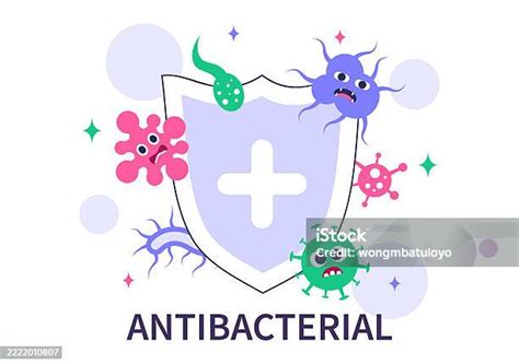 평평한 배경에 손 씻기 바이러스 예방 및 위생 및 건강 관리를 위한 미생물 제어를 특징으로 하는 항균 벡터 그림 건강관리와 의술에 대한 스톡 벡터 아트 및 기타 이미지