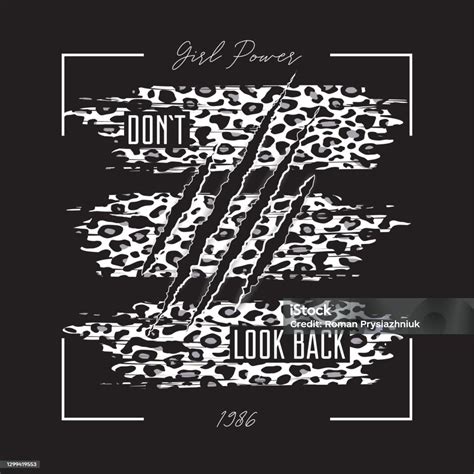 표범 피부 일러스트레이션에 발톱 스크래치로 슬로건을 다시 바라보지 마십시오 0명에 대한 스톡 벡터 아트 및 기타 이미지 0명 T 셔츠 갈고리 발톱 Istock