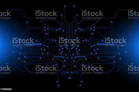 회로 기판 기술 정보 인포그래픽 작업을 위한 빈 복사 공간 블루 사이피 색상 추상 Pcb 추적 데이터 인포그래픽 디자인