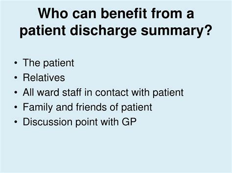 Ppt Critical Care Patient Discharge Summaries Powerpoint Presentation