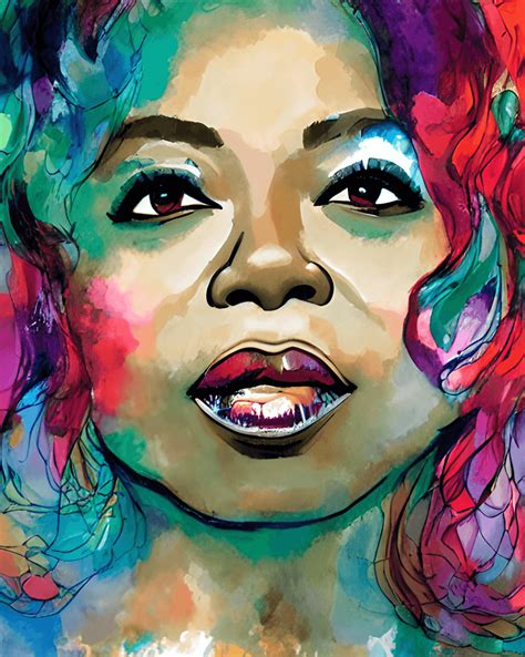 Oprah Winfrey Hyper Realistic Alcohol Ink Illustration · Creative Fabrica