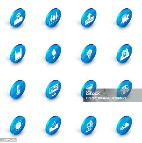 숲 수위 상승 나무 그루터기 비닐 봉지 기상학 온도계 북극곰 머리 및 잎 아이콘이 있는 전구를 설정합니다 벡터 3차원 형태에 대한 스톡 벡터 아트 및 기타 이미지 Istock