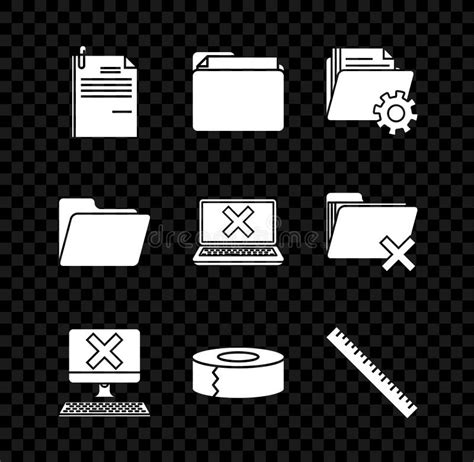 Set File Document And Paper Clip Document Folder Folder Settings With