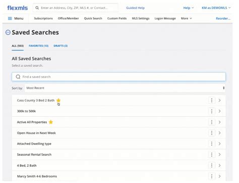 Refreshed Saved Searches Page