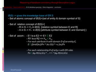Reasoning Of Database Consistency Through Description Logics PPTX Databases Computer