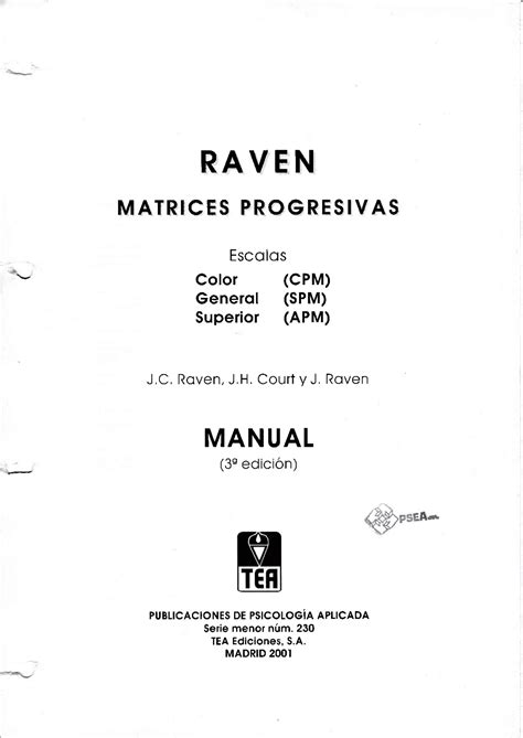Manual Matrices De Raven Guías Proyectos Investigaciones De
