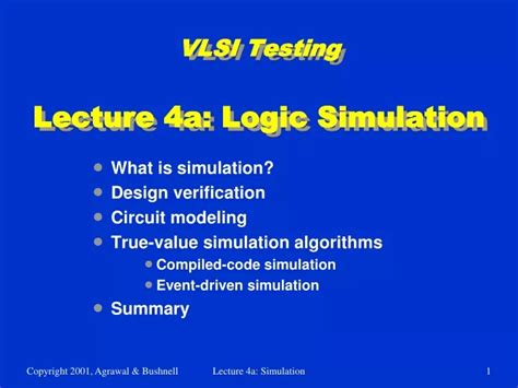 Ppt Vlsi Testing Lecture 4a Logic Simulation Powerpoint Presentation Id9597348