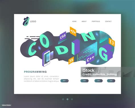 프로그래밍 코딩 개념 아이소메트릭 웹사이트 방문 페이지 템플릿입니다 웹 개발 모바일 소프트웨어입니다 쉽게 편집 하 고 사용자